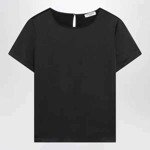 Max Mara Sleek Satin Mini Crew Neck T-shirt - Black