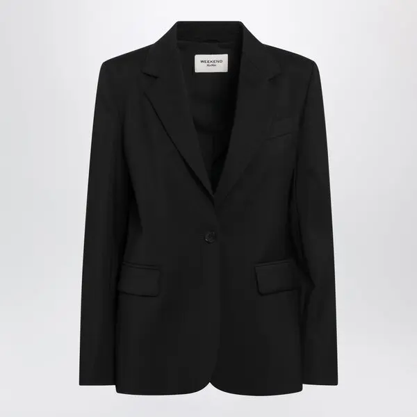 Max Mara Single-breasted Stretch Wool Blazer - Black