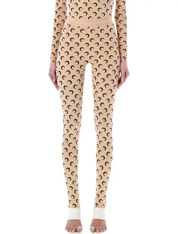 MARINE SERRE Moon Print High-waisted Leggings - Marrone