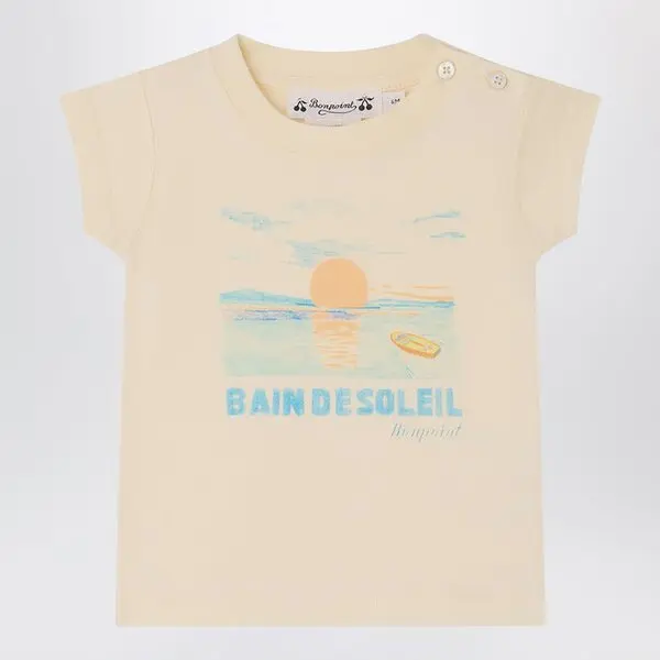 Bonpoint Crewneck T-shirt With Sun-kissed Graphic Print - Beige