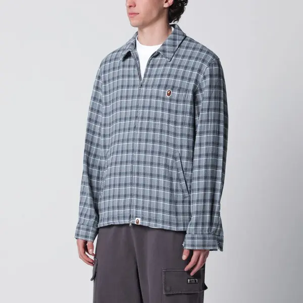 A BATHING APE Cotton Check-pattern Zip-up Shirt