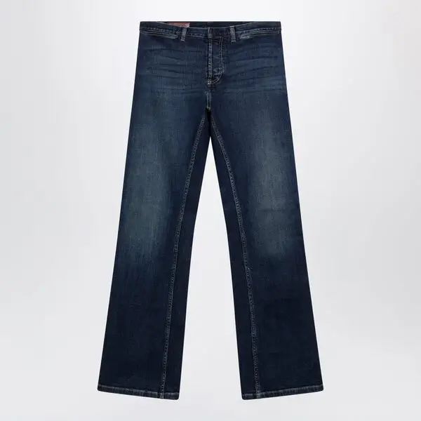 Gucci Low-rise Cotton Denim Web Tape Trousers - Blue