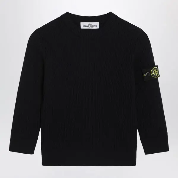 Stone Island Navy Wool Sweater - Blue