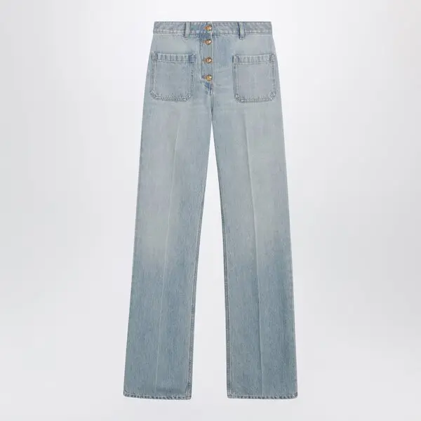 Valentino Garavani Straight-leg Cotton Denim Jeans - Light Blue