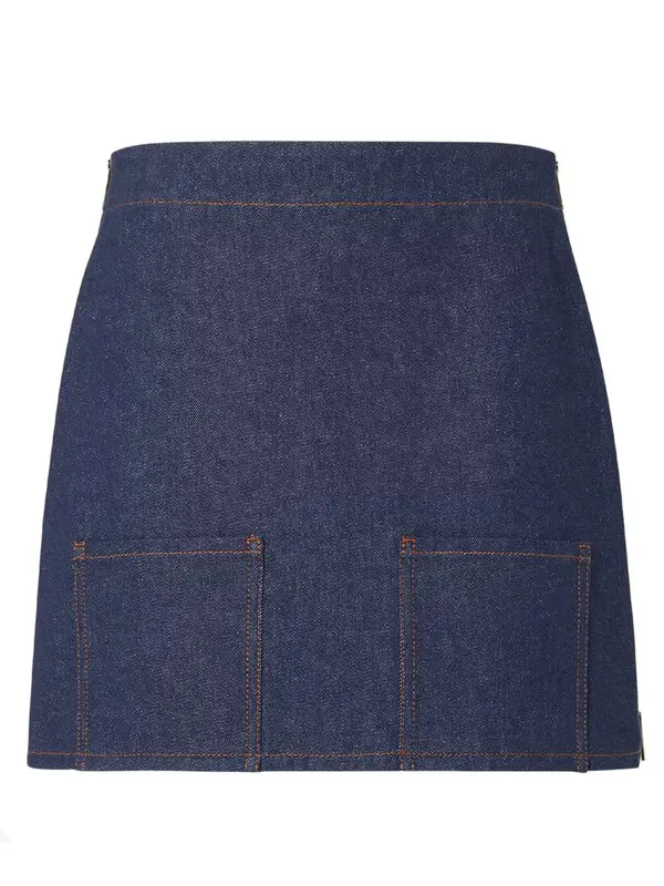 Fendi Mini Denim Flared Skirt With Front Patch Pockets