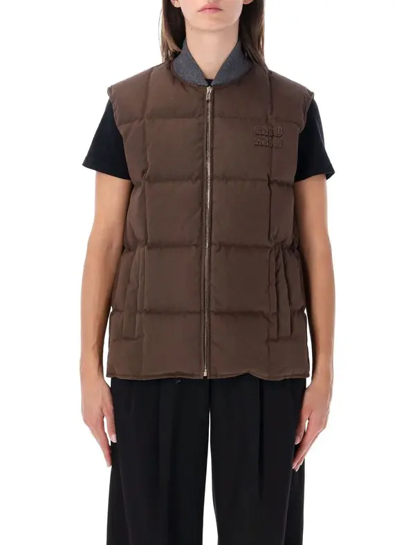Miu Miu Quilted Puffer Vest - Ebano