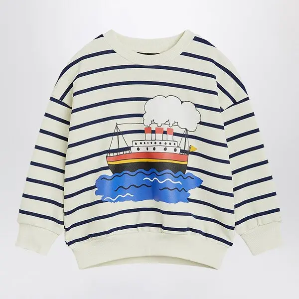 MINI RODINI Mini Striped Cotton Ferry Sweatshirt - Blue