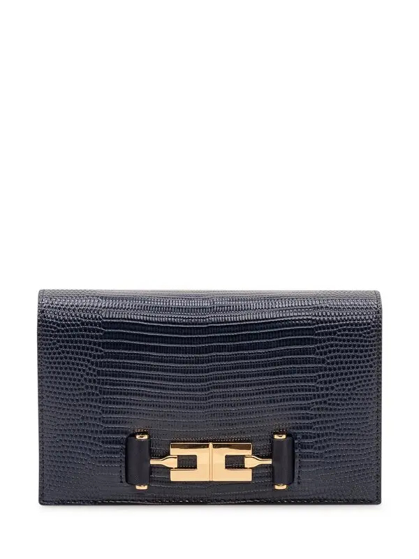 Elisabetta Franchi Mini Textured Rilievo Clutch Pochette - Blu Notte