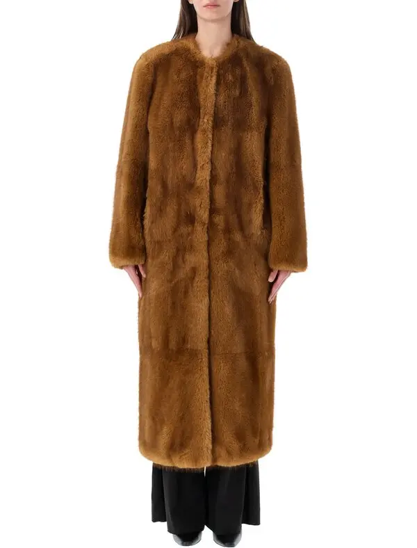 STAND STUDIO Faux Fur Long Coat - Hazel