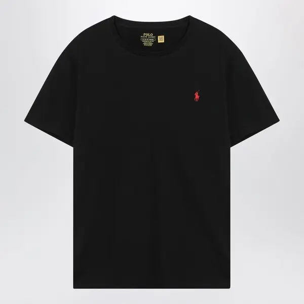 Polo Ralph Lauren Custom Slim-fit Cotton T-shirt With Contrasting Embroidered Logo - Black
