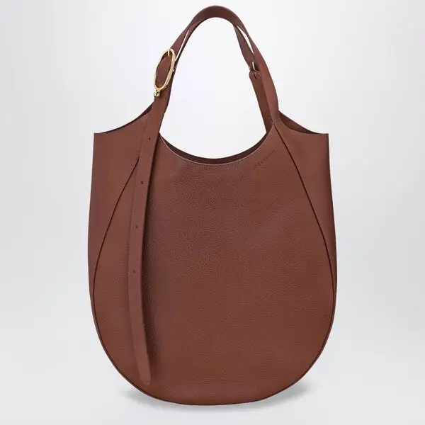 Longchamp Textured Leather Shopping Bag - Brown