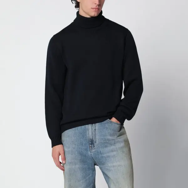 ROBERTO COLLINA Wool Turtleneck Sweater - Blue