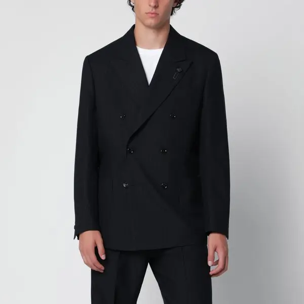 LARDINI Double-breasted Wool Pinstripe Jacket For