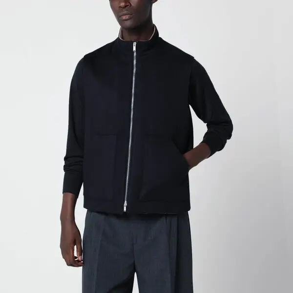 LARDINI Zip-up Wool & Cashmere Vest