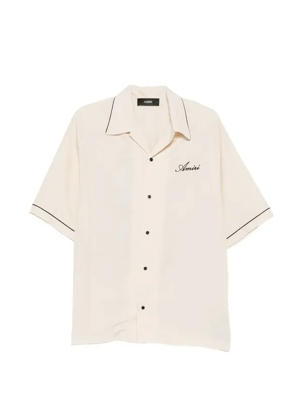 Amiri Wolf Embroidered Camp Shirt - Alabaster