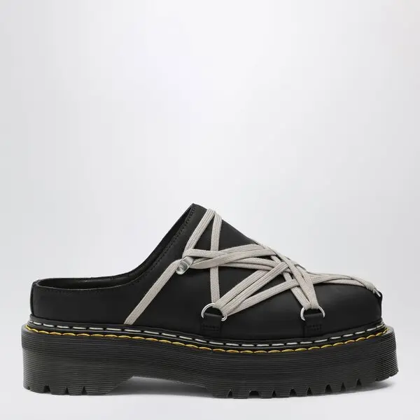 DR. MARTENS X RICK OWENS Quad Sole Megalace Mini Mules - Black