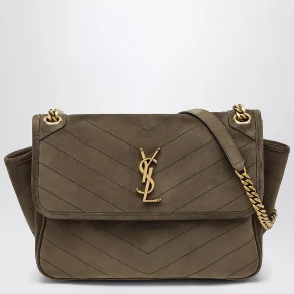 Saint Laurent Niki Mini Tripouch Suede Bag - Green