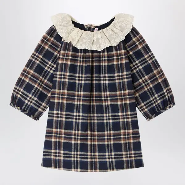 Bonpoint Flavili Checked Mini Dress In Organic Cotton