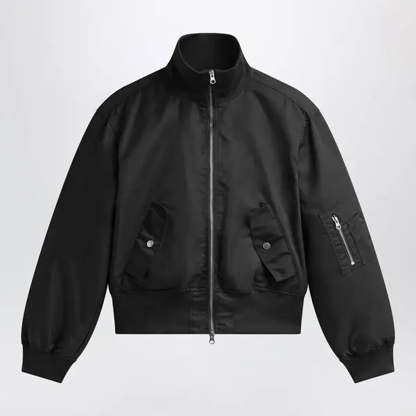 THE FRANKIE SHOP Short Storm Technical Fabric Mini Bomber Jacket - Black