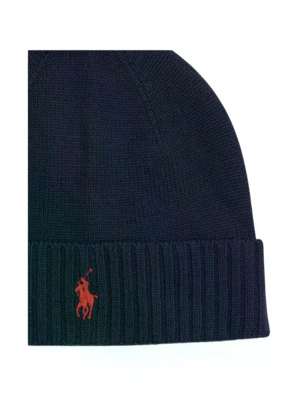 Polo Ralph Lauren Logo-embroidered Ribbed-trim Beanie Hat