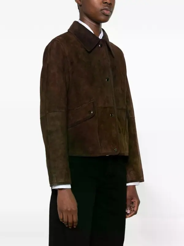 THE JACKIE LEATHERS Corduroy-collar Leather Jacket - Brown