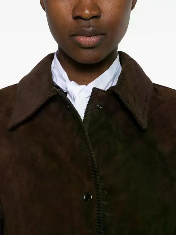 THE JACKIE LEATHERS Corduroy-collar Leather Jacket