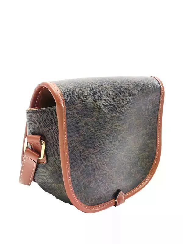 Celine 2010-2026 Medium Triomphe Coated Canvas Folco Crossbody Bag - Brown