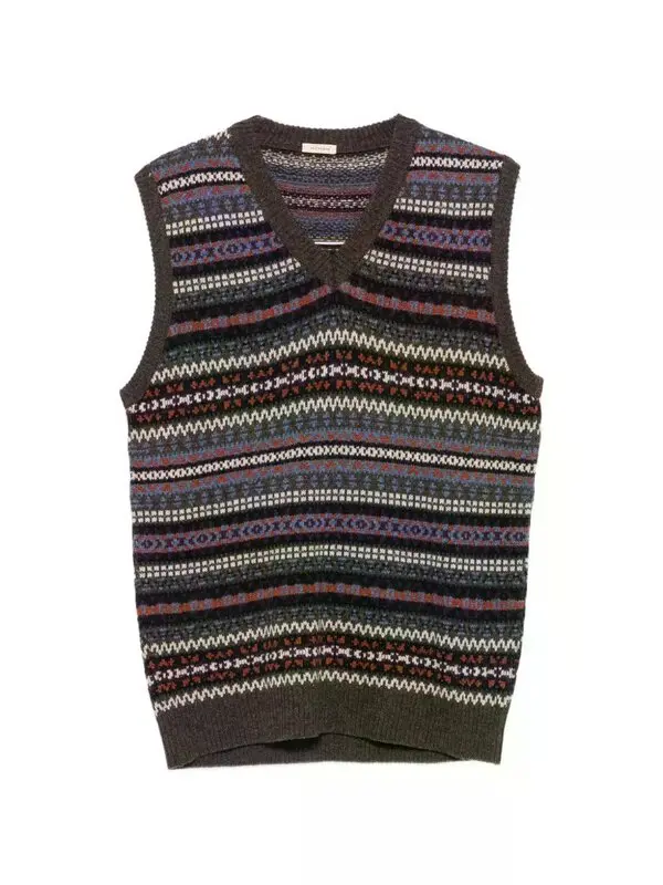 IN THE BOX Fair Isle V-neck Sweater Vest - Brown