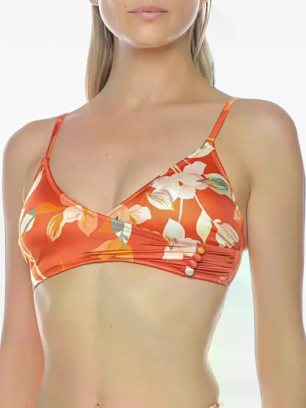 GOTTEX Floral-print Triangle Bikini Top - Orange