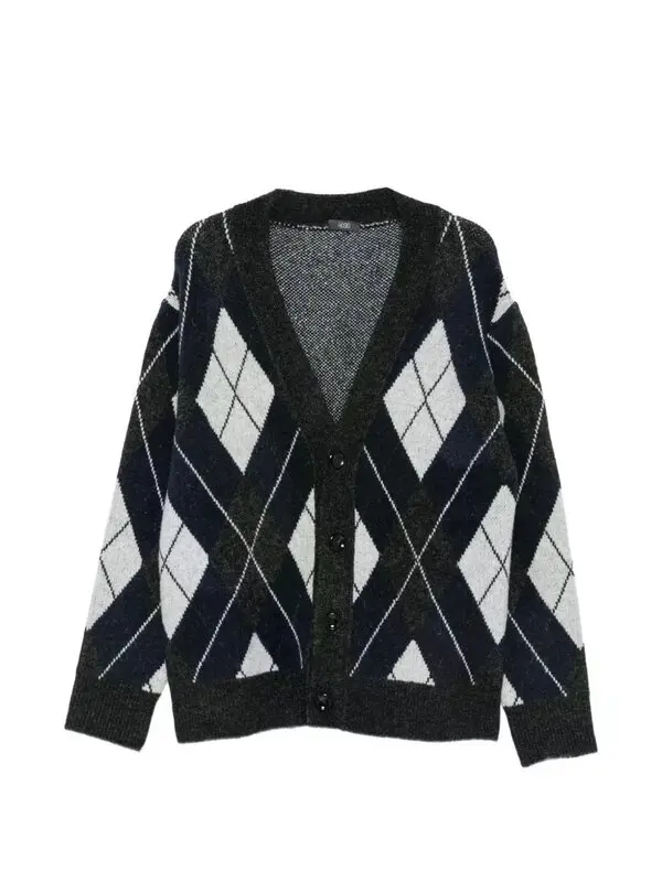 HOSIO Argyle-knit Cardigan - Grey