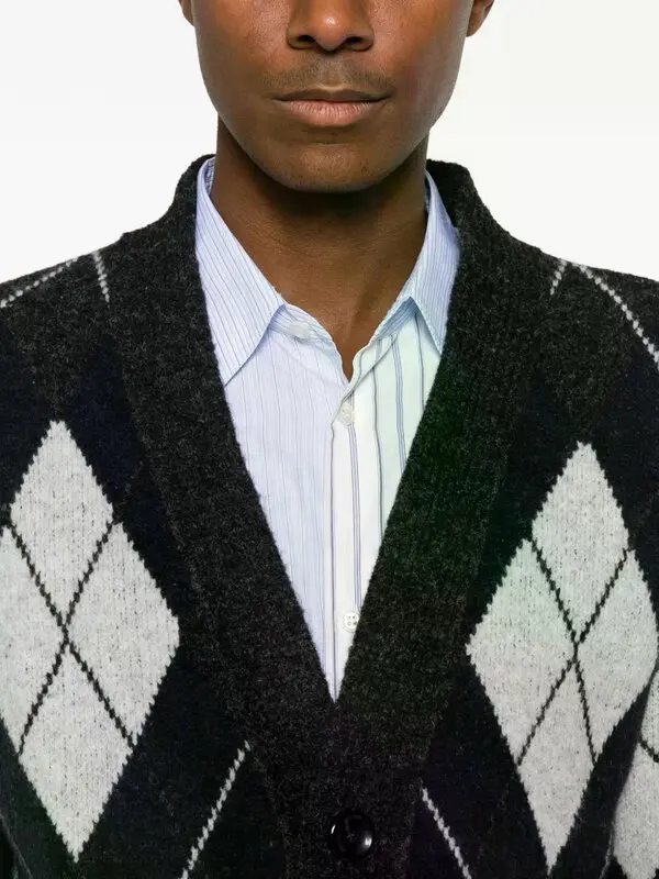 HOSIO Argyle-knit Cardigan