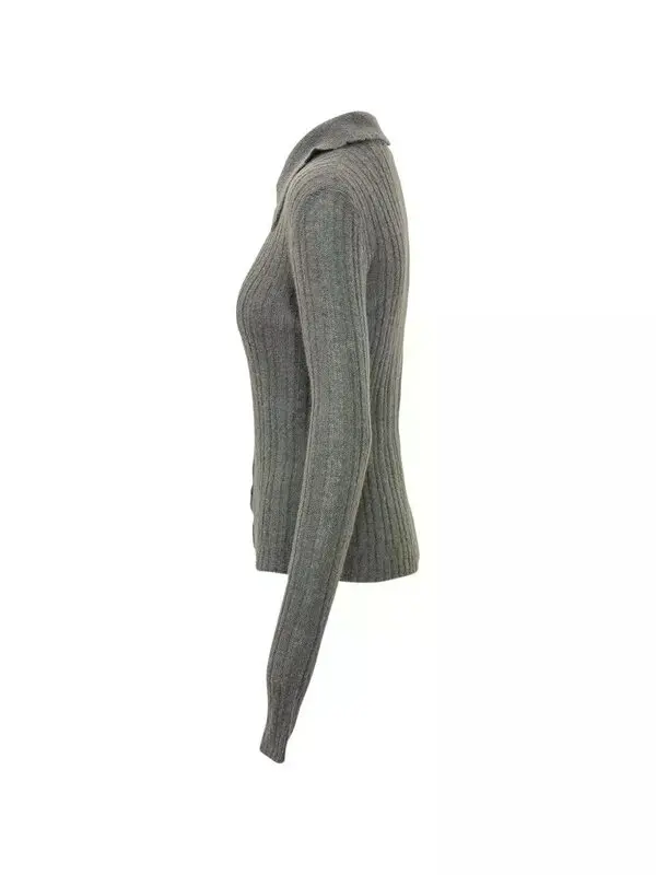 TELA Joy Ribbed-knit Cardigan - Grey