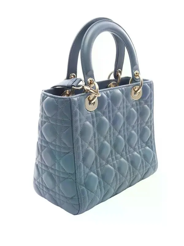 Dior 2000-2026 Medium Lambskin Cannage Lady Satchel - Blue