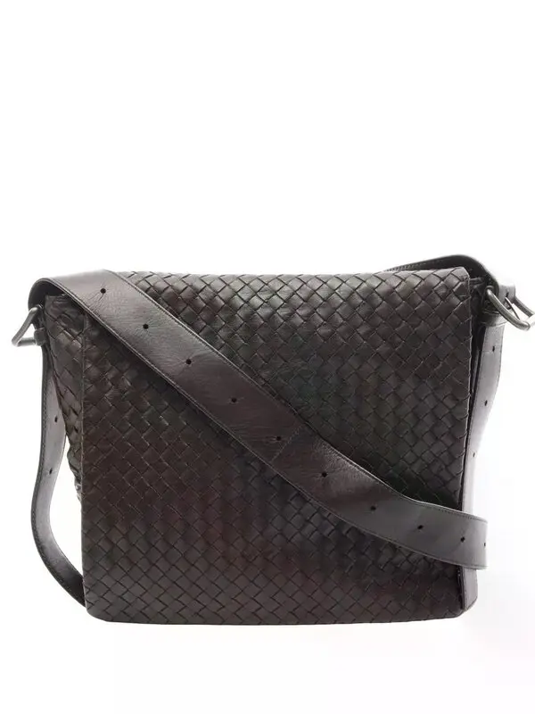 Bottega Veneta 2000-2026 Nappa Intrecciato Flap Crossbody Bag - Brown