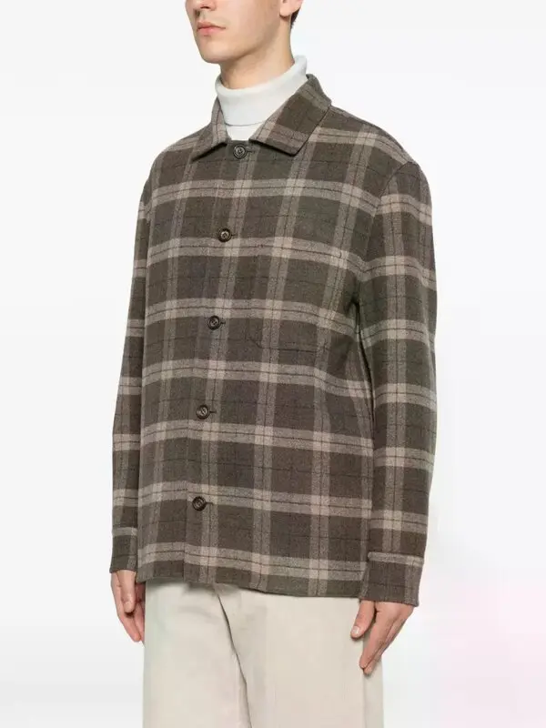 Eleventy Check-pattern Wool Shirt Jacket