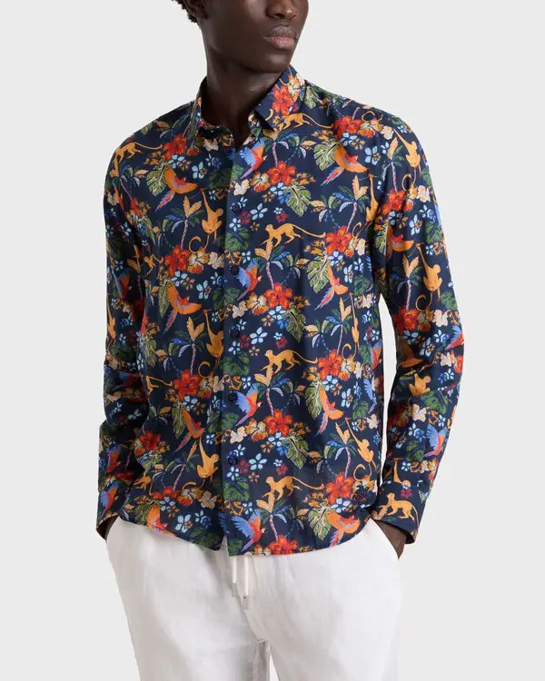 Vilebrequin Cotton Voile Shirt Salvador Shirt Caracal - Blue