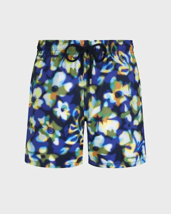 Vilebrequin Ultralight And Packable Swim Shorts Frangipanier Trouble Swimwear Mahina - Blue