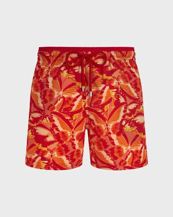 Vilebrequin Stretch Swim Trunks Dama Pintada Swimwear Mokise - Red