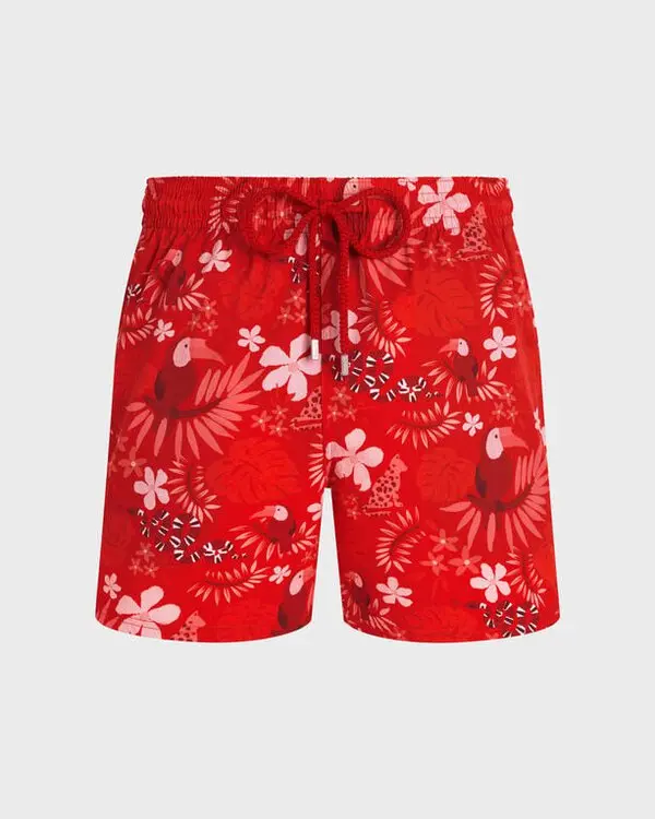 Vilebrequin Stretch Short Swim Shorts Papel De Embrulho Swimwear Monrise - Red