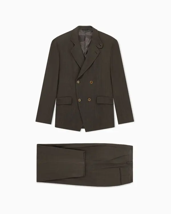 Giorgio Armani Suit One Shot Regular Fit In Diagonal Weave Pure Silk