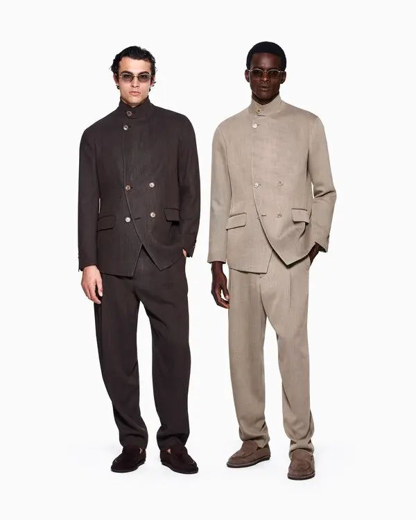 Giorgio Armani Suit One Shot Regular Fit In Diagonal Weave Pure Silk