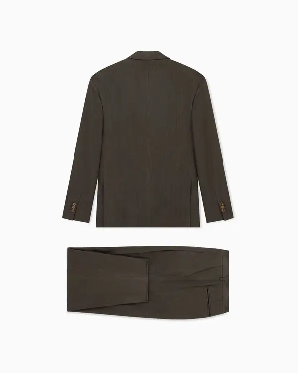 Giorgio Armani Suit One Shot Regular Fit In Diagonal Weave Pure Silk