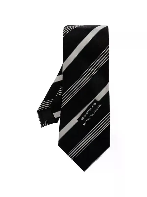 SONG FOR THE MUTE Playground Striped Silk Tie - Black