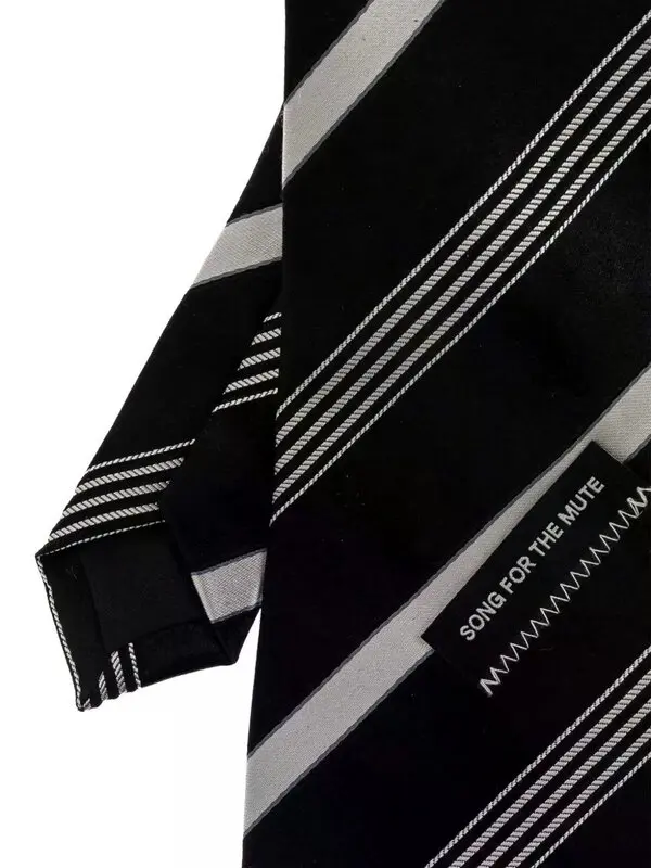 SONG FOR THE MUTE Playground Striped Silk Tie - Black
