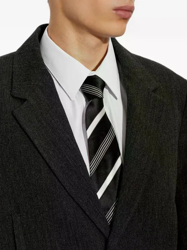 SONG FOR THE MUTE Playground Striped Silk Tie - Black