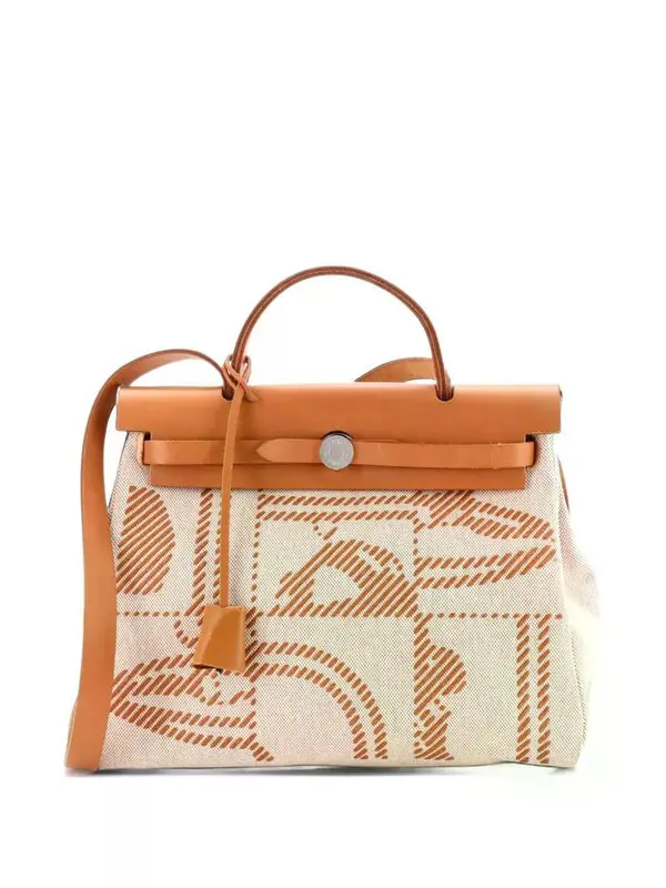 Hermès Herbag Zip Relief Brides De Gala Toile And Leather 31 Shoulder Bag