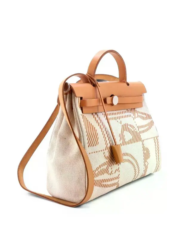 Hermès Herbag Zip Relief Brides De Gala Toile And Leather 31 Shoulder Bag