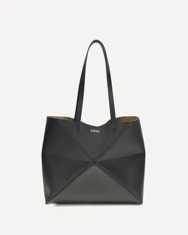 Loewe Medium Puzzle Fold Tote Bag - Black