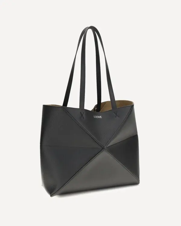 Loewe Medium Puzzle Fold Tote Bag - Black