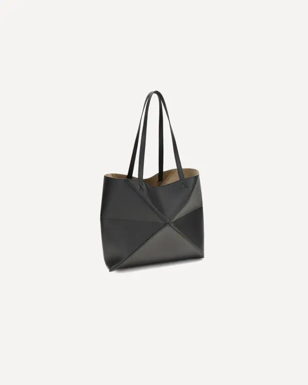 Loewe Medium Puzzle Fold Tote Bag - Black